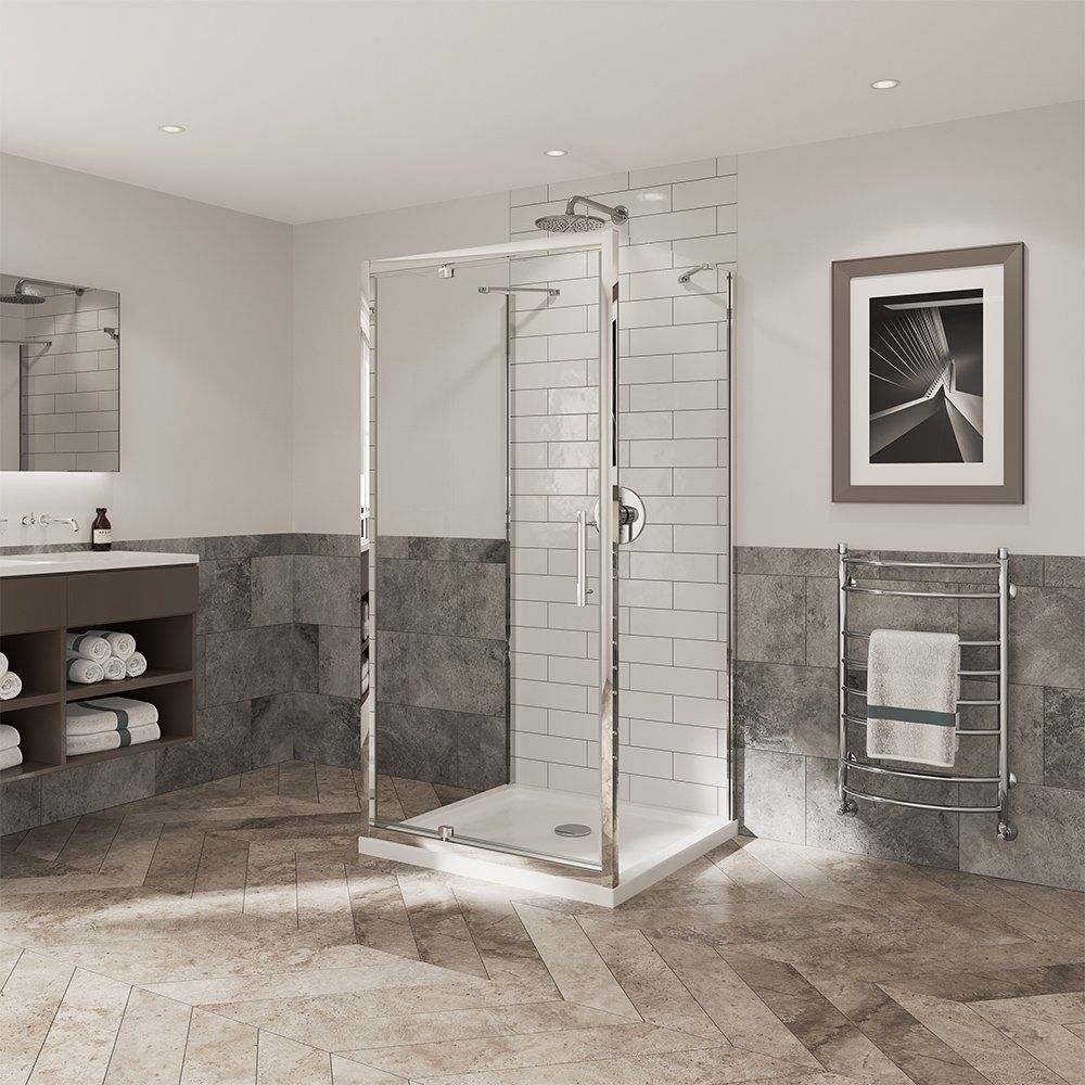 Coram Optima 6 3 Sided Shower Enclosure 900mm Pivot Door And 760mm